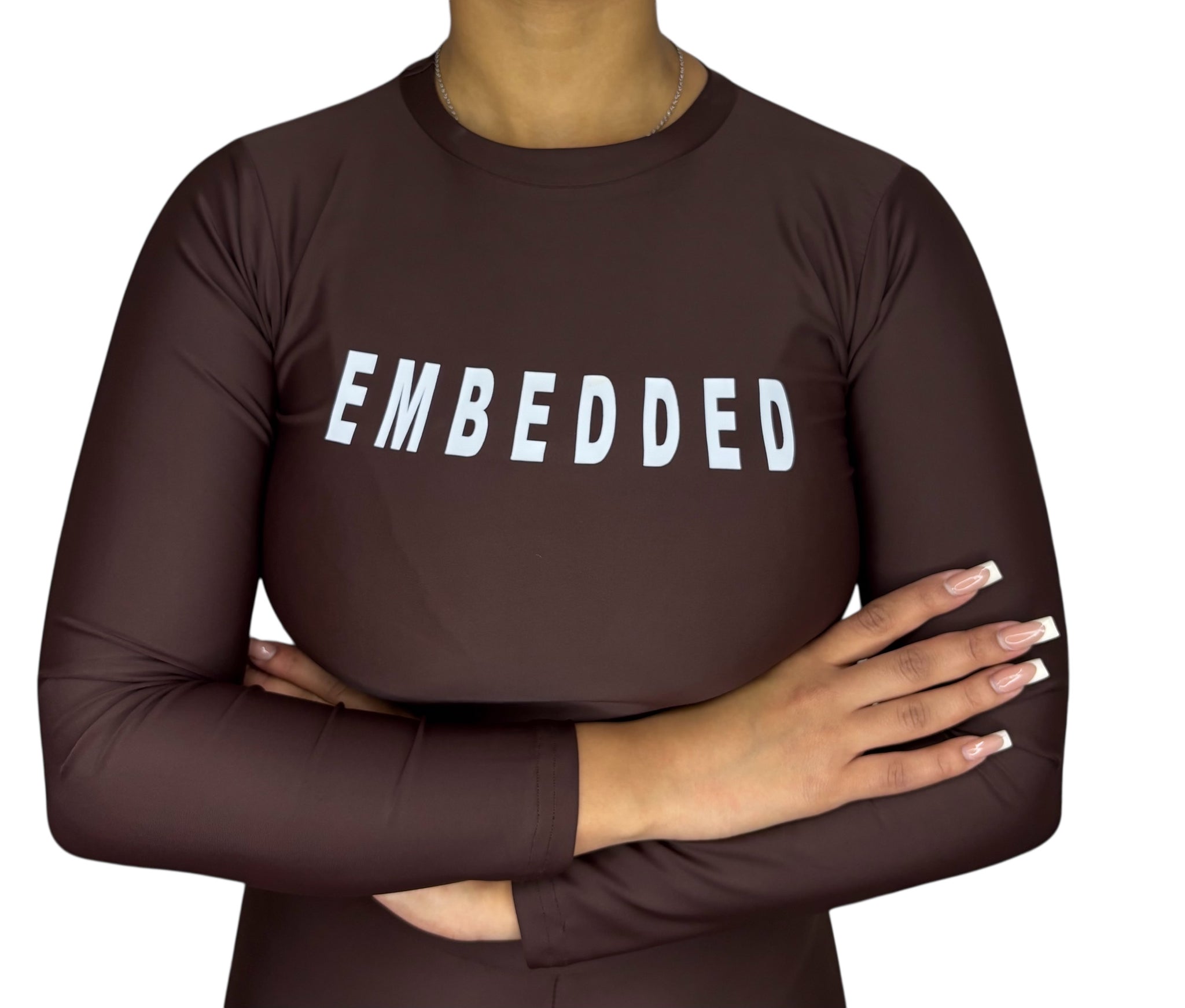 Embedded Brown Long Sleeve Leggings Set